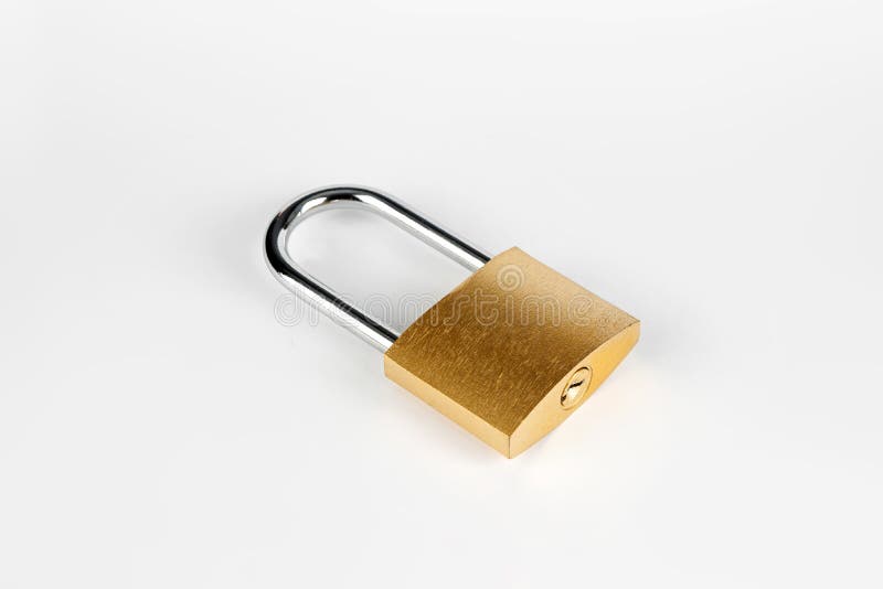 Padlock Golden Lock in Isometric View Isolated on White Background ...