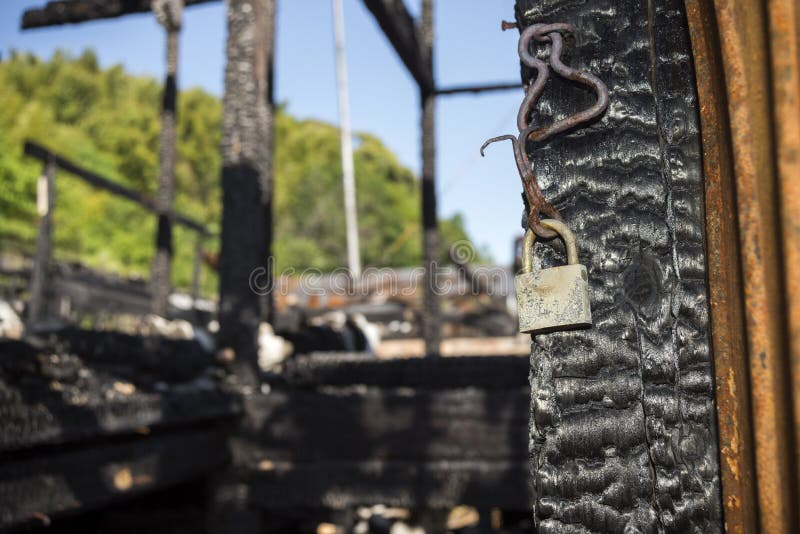 Padlock Hanging on a Pillar Stock Photo - Image of disaster, calamity ...