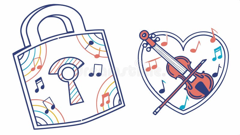 Padlock with Heart and Music Notes, Love and Music Connection Vector ...