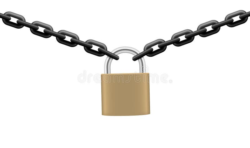 Padlock Holding Two Links of Chain Together Stock Vector - Illustration ...