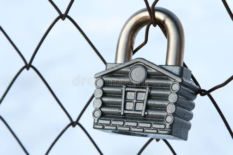 Padlock house stock image. Image of padlock, grid, silver - 18349989