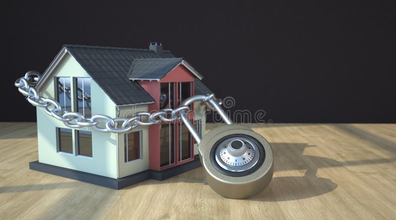 Padlock with house stock illustration. Illustration of access - 130595740