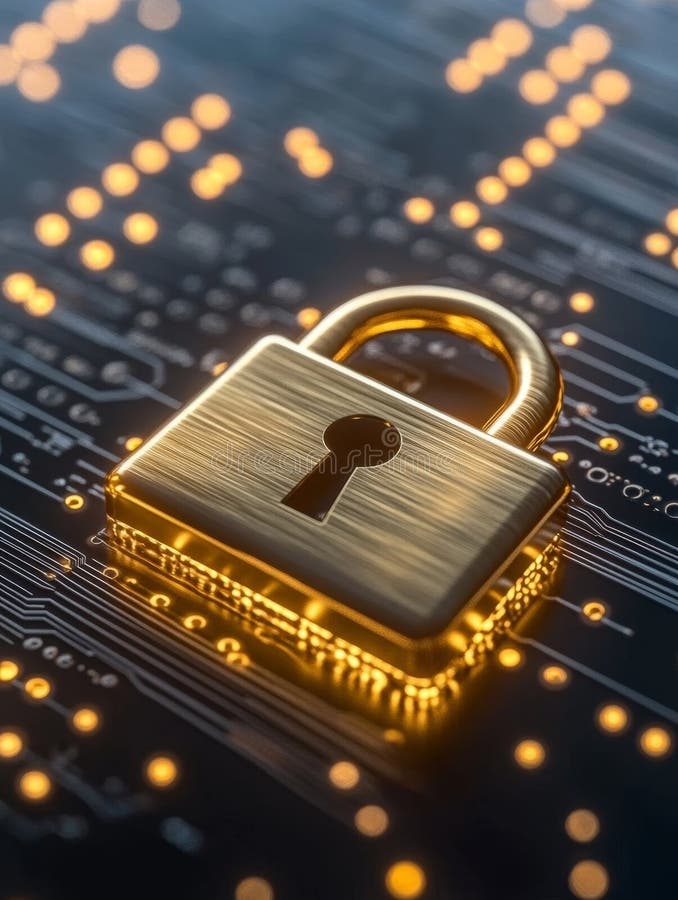 A Padlock Icon Amidst Floating Binary Code Representing Multiple Layers Of Digital Security And