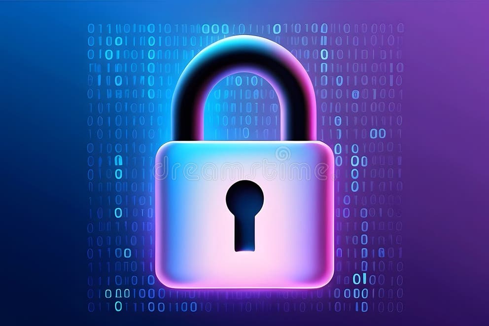 A Padlock Icon with Binary Codes Background As a Concept for Data Privacy Stock Illustration ...