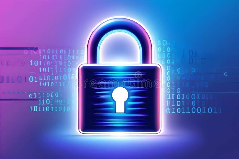 A Padlock Icon with Binary Codes Background As a Concept for Data ...