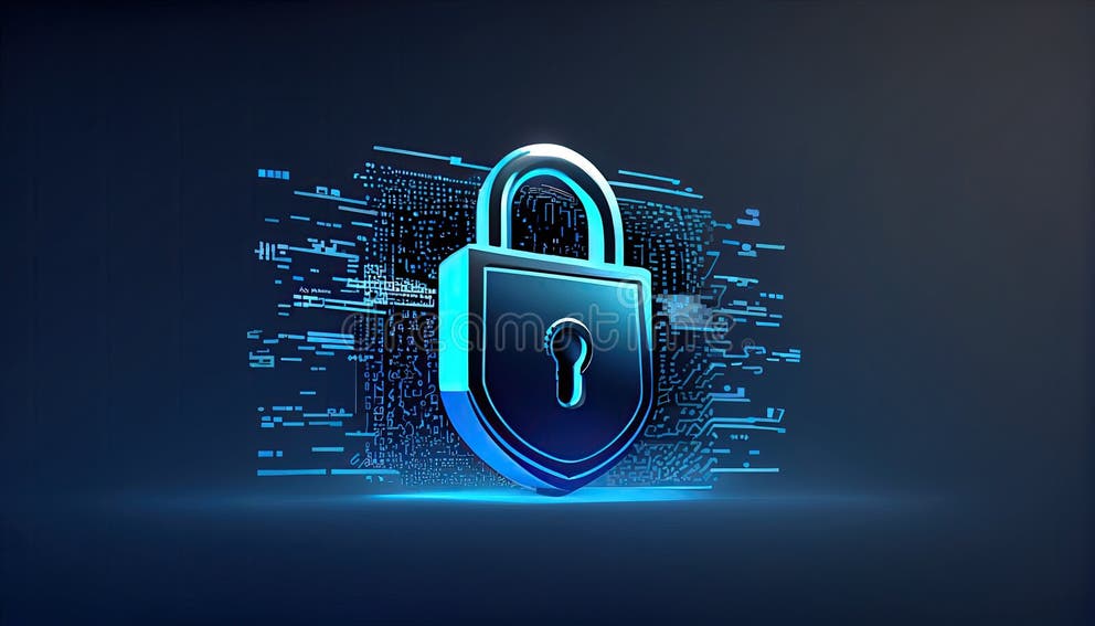 Padlock Icon Blue Background Gital Data Protect Cyber Information ...