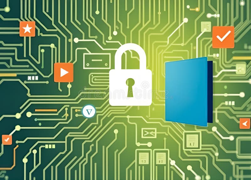 The Padlock Icon with a Blue Folder Icon Next To it, Sitting on a Green ...