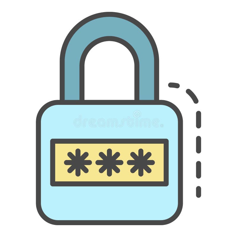 Padlock Icon Color Outline Vector Stock Vector - Illustration of vector ...