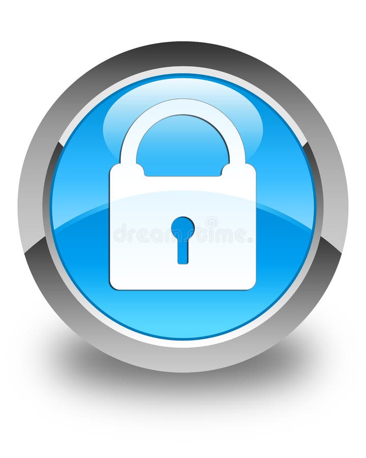 Padlock Icon Glossy Cyan Blue Round Button Stock Illustration ...