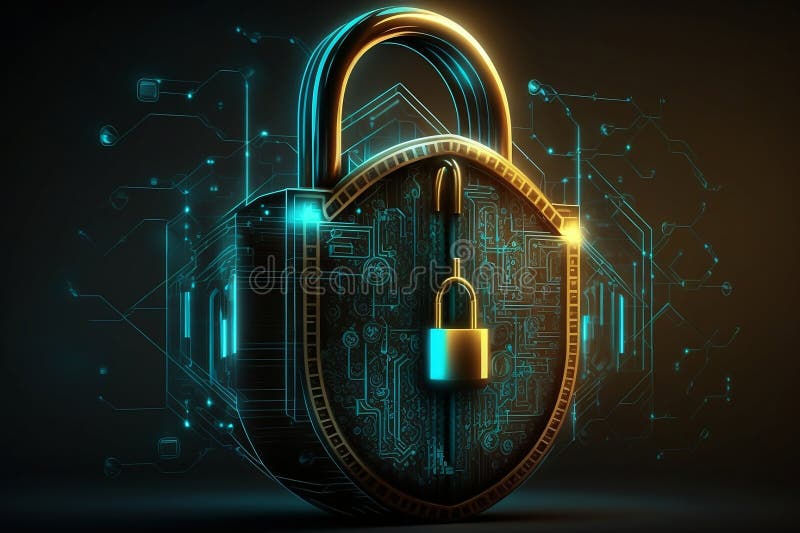 Padlock Icon on Hi-tech or Binary Code Background. Stock Illustration ...