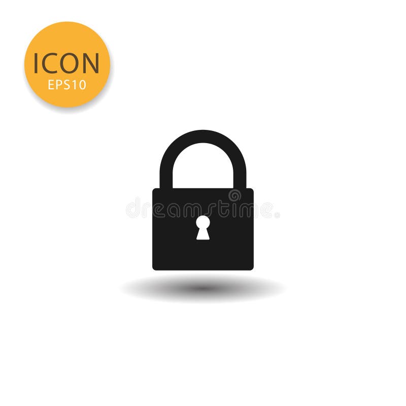 Padlock Icon Isolated Flat Style. Stock Vector - Illustration of ...