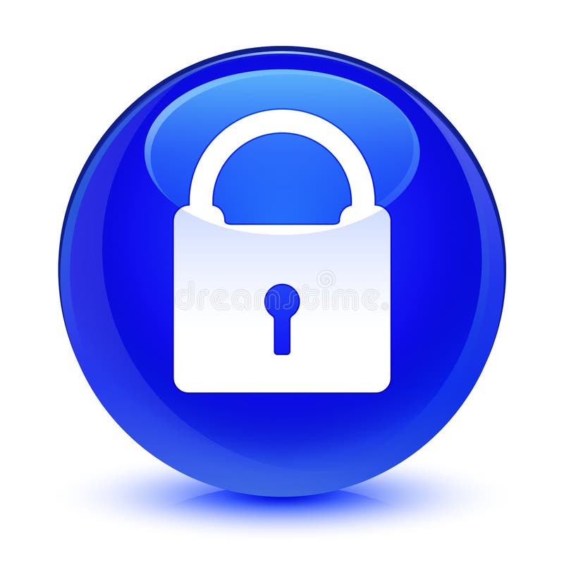 Padlock Icon Glassy Blue Round Button Stock Illustration - Illustration ...