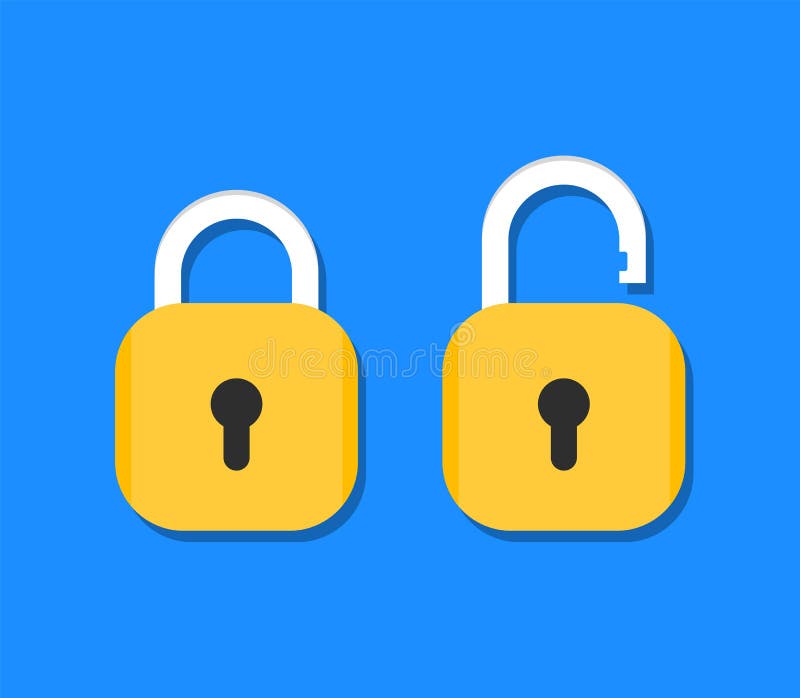 Padlock Icon. Locked and Unlocked. Closed and Open Lock in Flat Style ...