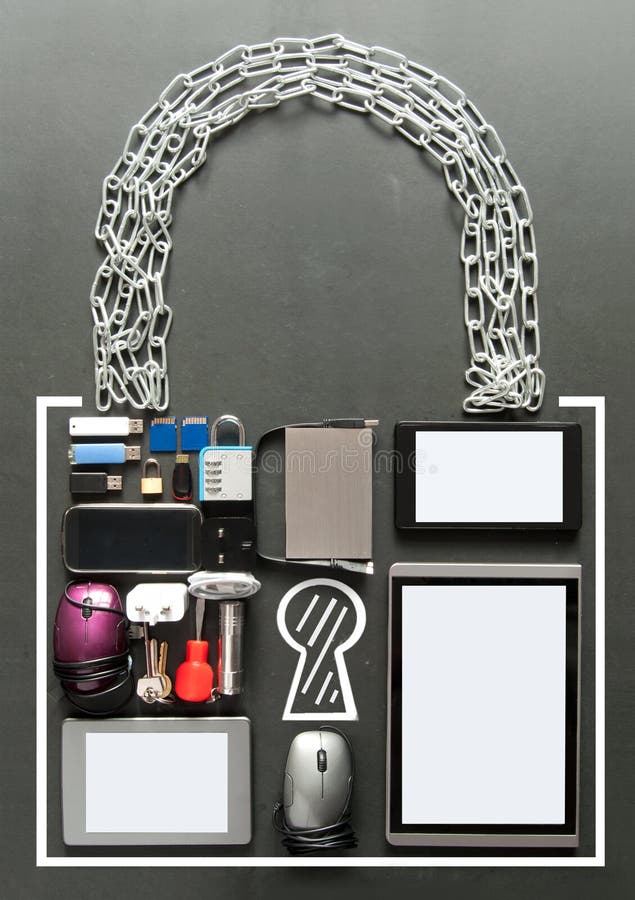 Padlock Icon Made from Devices Stock Image - Image of privacy, internet ...