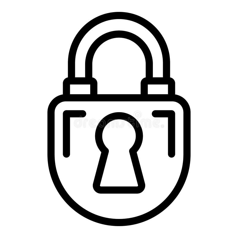 Padlock Icon, Outline Style Stock Vector - Illustration of unlock ...