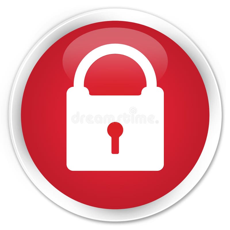 Padlock Icon Premium Red Round Button Stock Illustration - Illustration ...