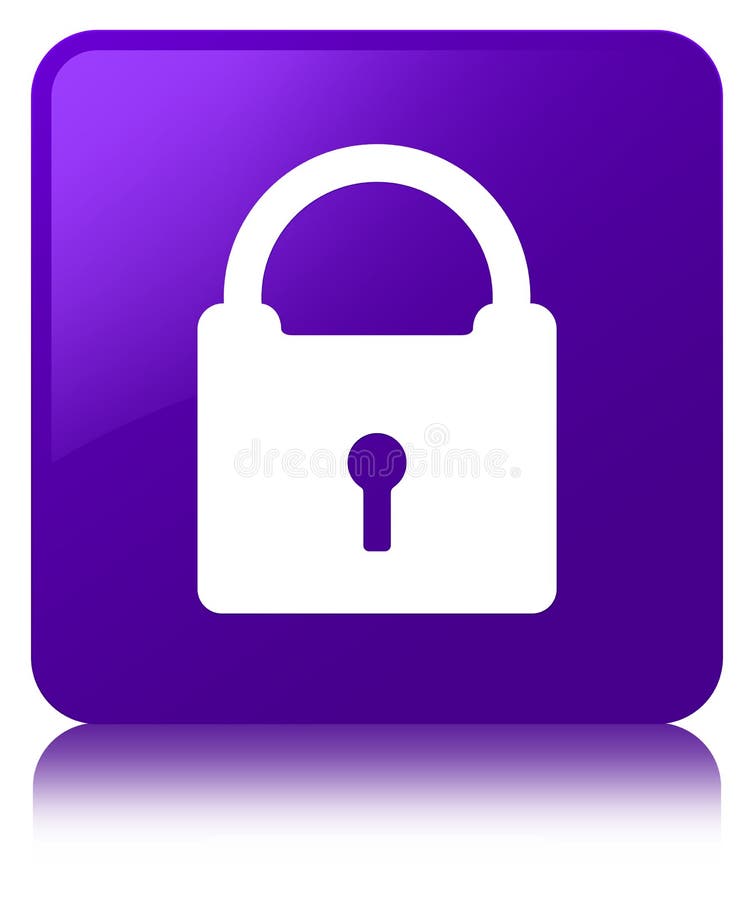 Padlock Icon Purple Square Button Stock Illustration - Illustration of ...