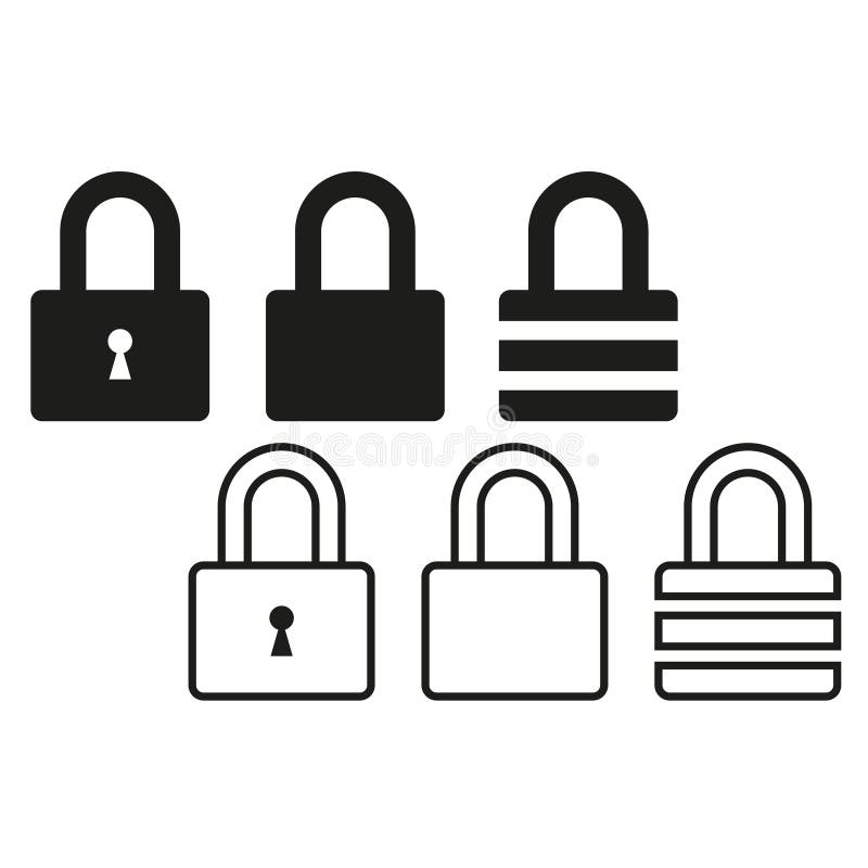 Padlock Icon Set. Security Vector Symbols. Lock and Keyhole Design ...
