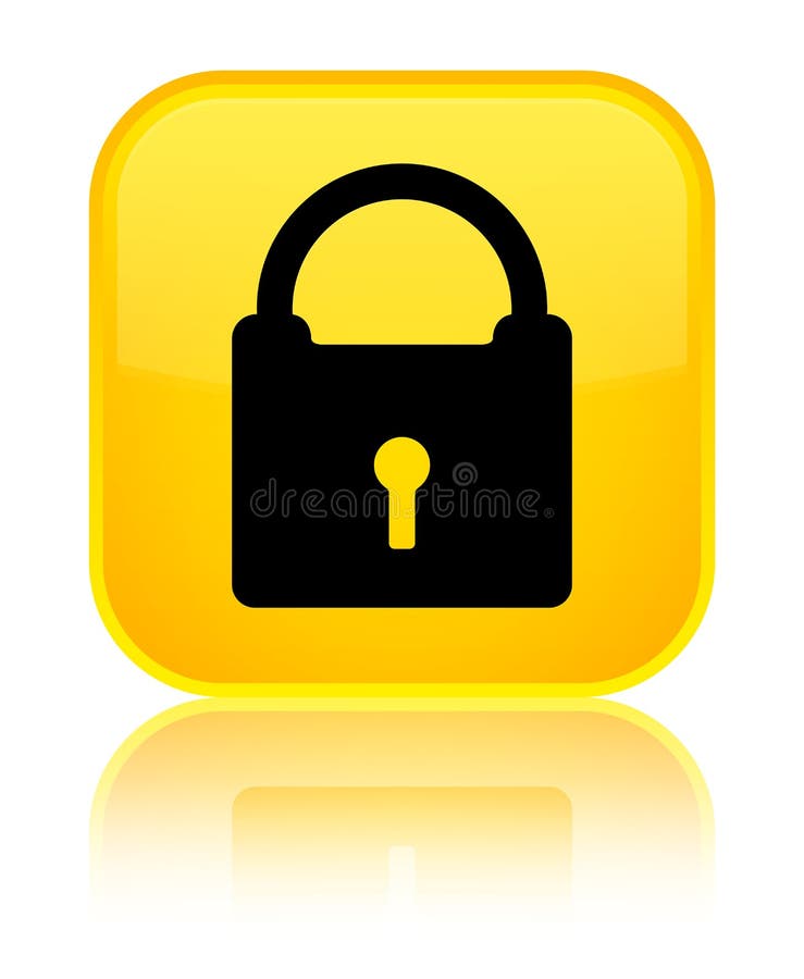 Padlock Icon Special Yellow Square Button Stock Illustration ...
