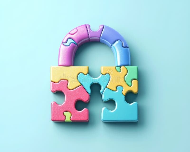 A Padlock Icon in Various Colors with Puzzle Piece Details, Symbolizing ...