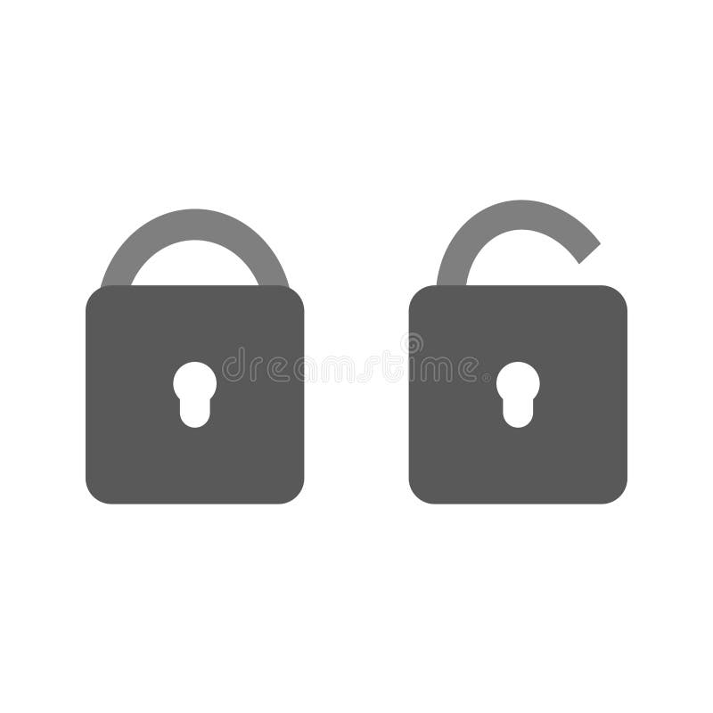 Padlock Icon Vector Lock and Open on White Background. Simple Logo ...