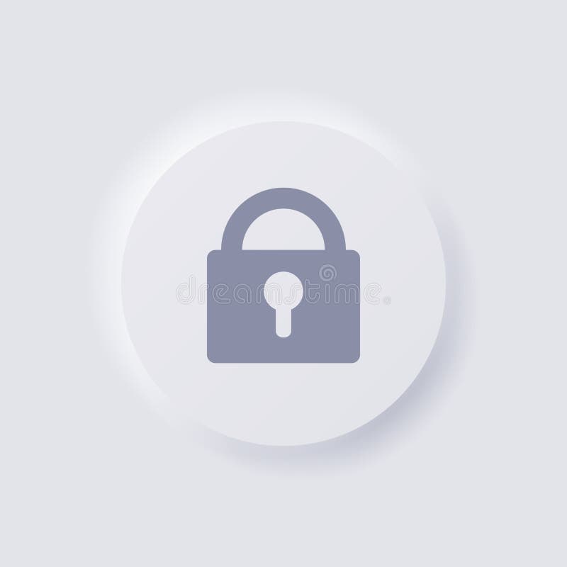 Padlock Icon, White Neumorphism Soft UI Design. Stock Vector ...
