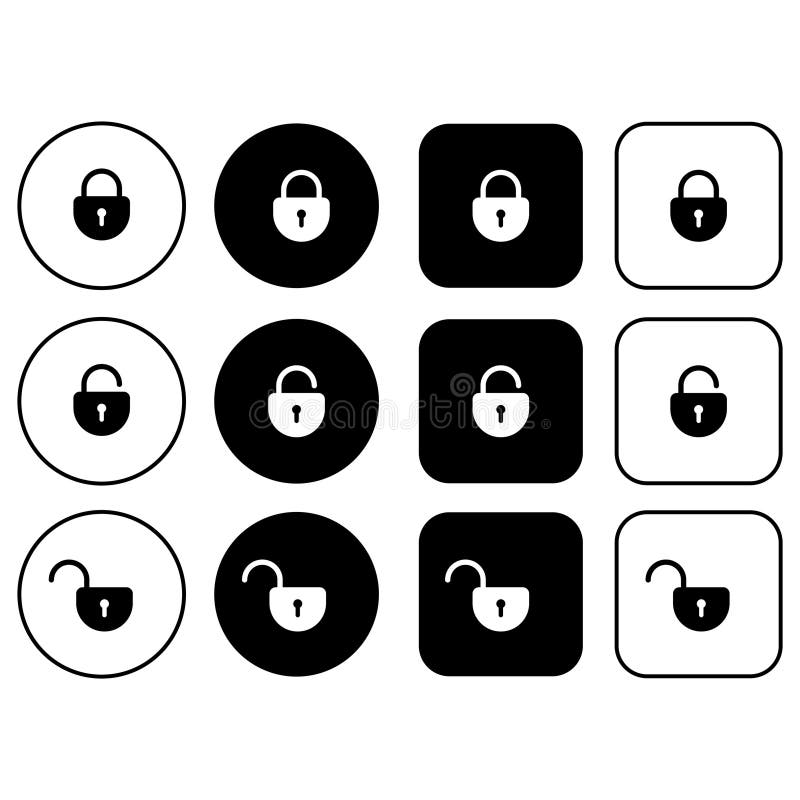 Padlock Icons Collection. Open and Closed Lock Collection for Web ...