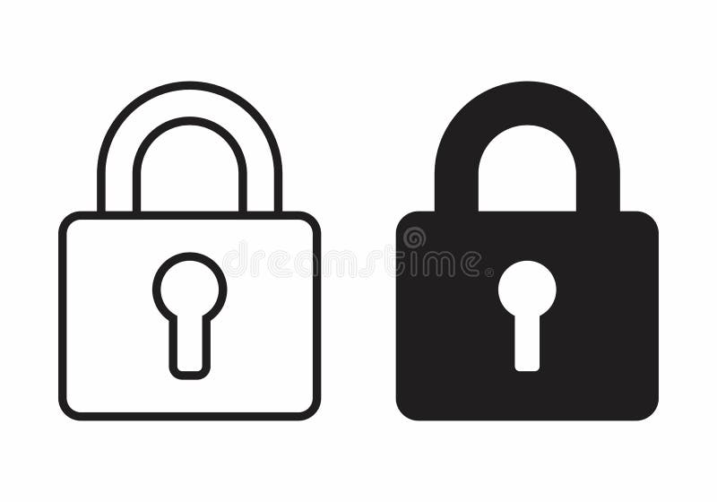Black and White Padlock Icons Stock Illustration - Illustration of ...