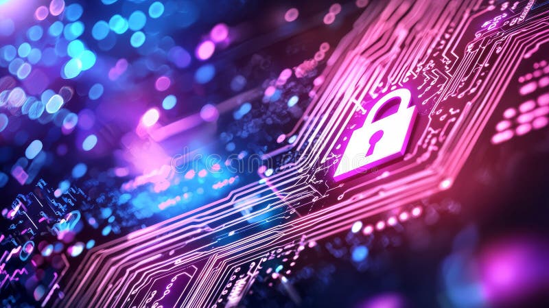 Padlock Icons and Secure Lines Represent Cybersecurity and Data ...