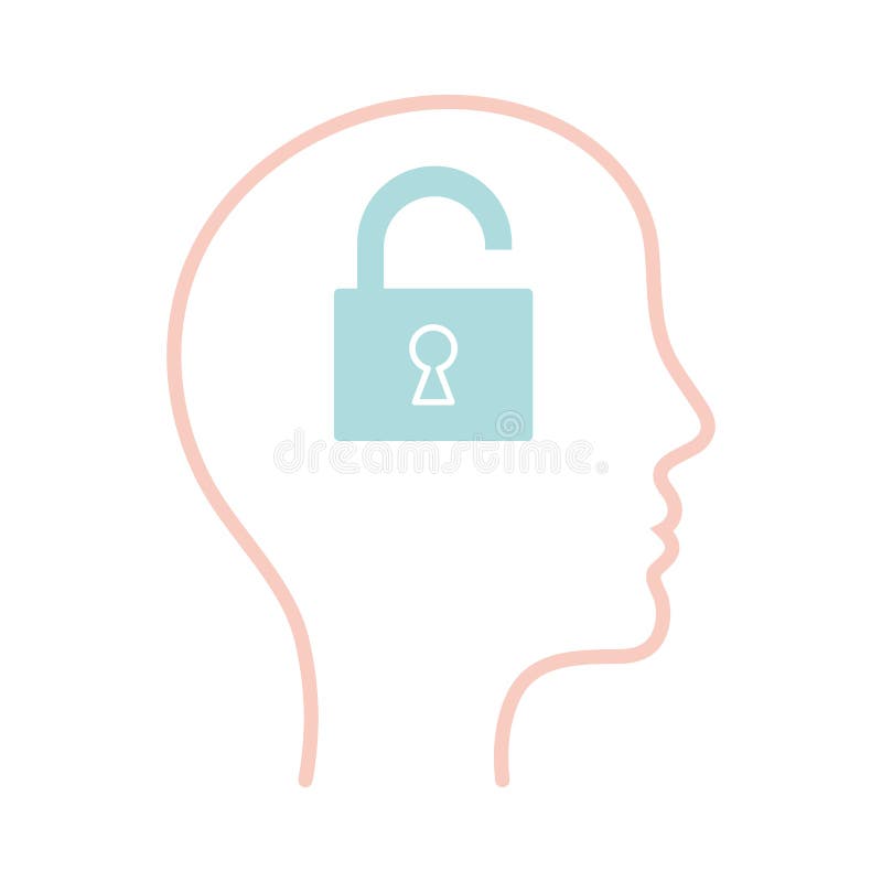 Padlock Inside Human Head Line Style Icon Vector Design Stock Vector Illustration Of Think
