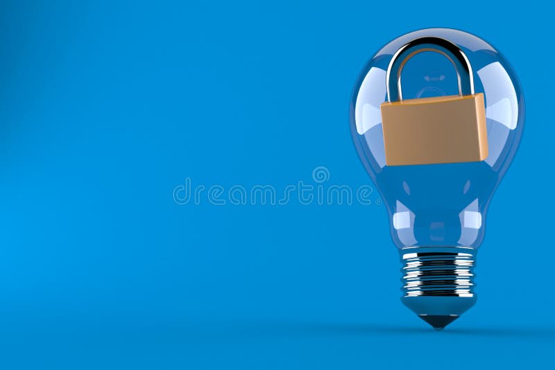 Padlock inside light bulb stock illustration. Illustration of light ...