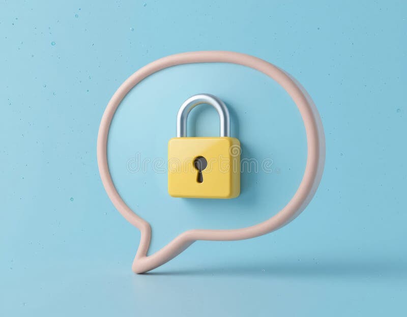 Padlock Inside Speech Bubble Representing Secure Communication and Data ...