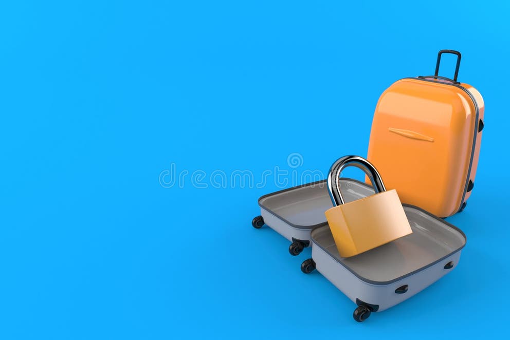 Padlock inside suitcase stock illustration. Illustration of tourism ...