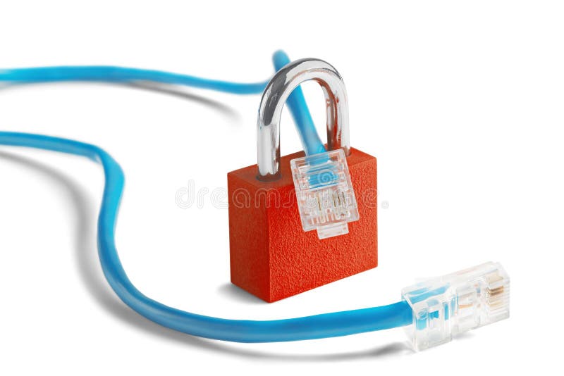 Padlock with Internet Cable Idea for Computer Protection Stock Image ...