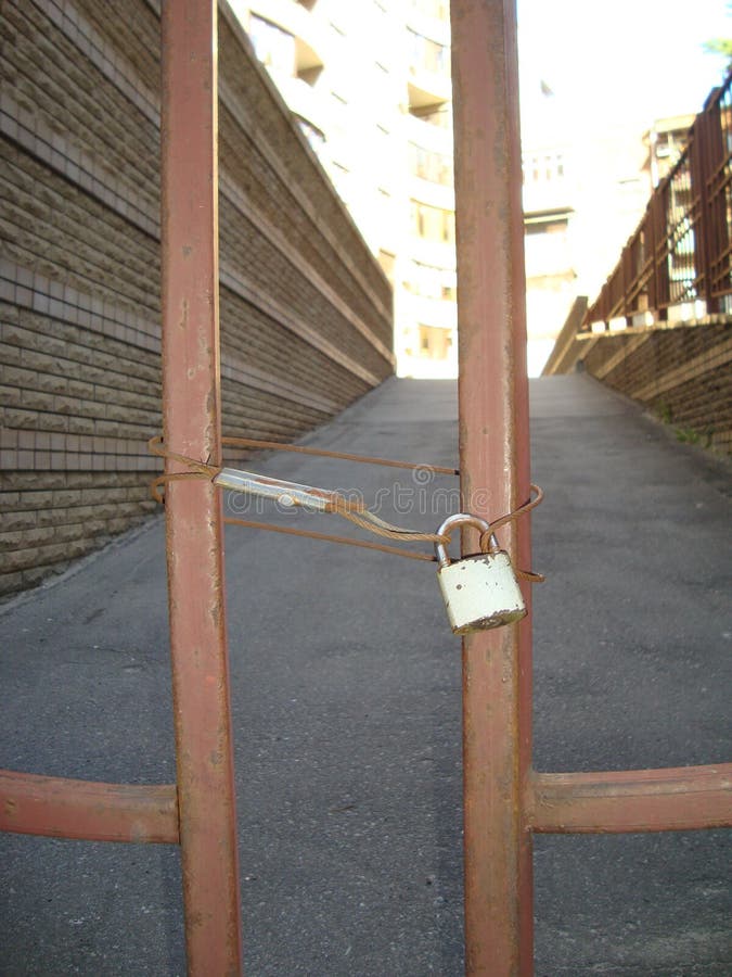 Padlock on the gate stock image. Image of wood, room - 224825819
