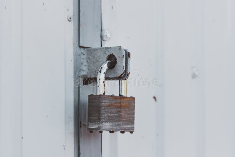 Padlock on an Iron Gate. Closed Doors. Old Lock Stock Image - Image of ...