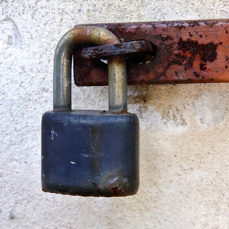 Padlock on the Iron Hasp Blue Stock Image - Image of steel, lock: 71133289