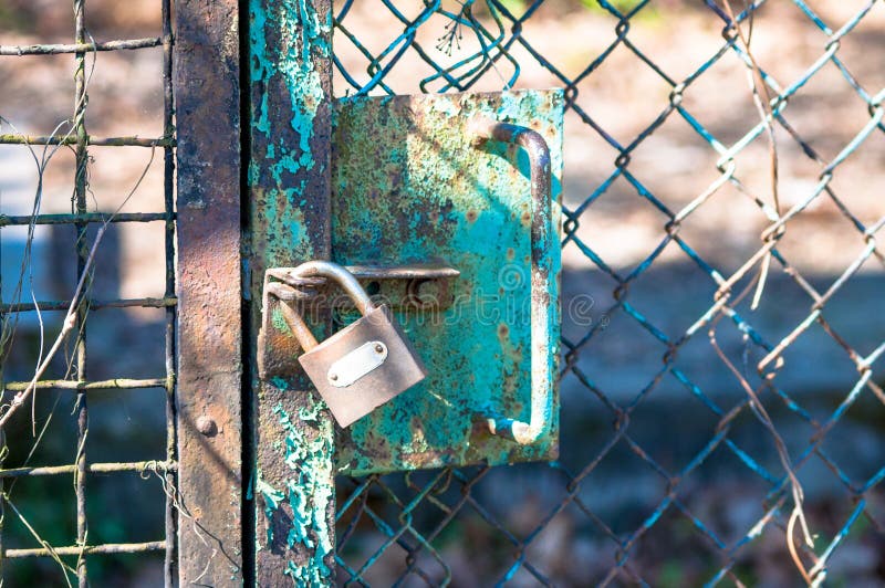 Padlock Keeping Garden Safe Stock Image - Image of steel, rusty: 125839209