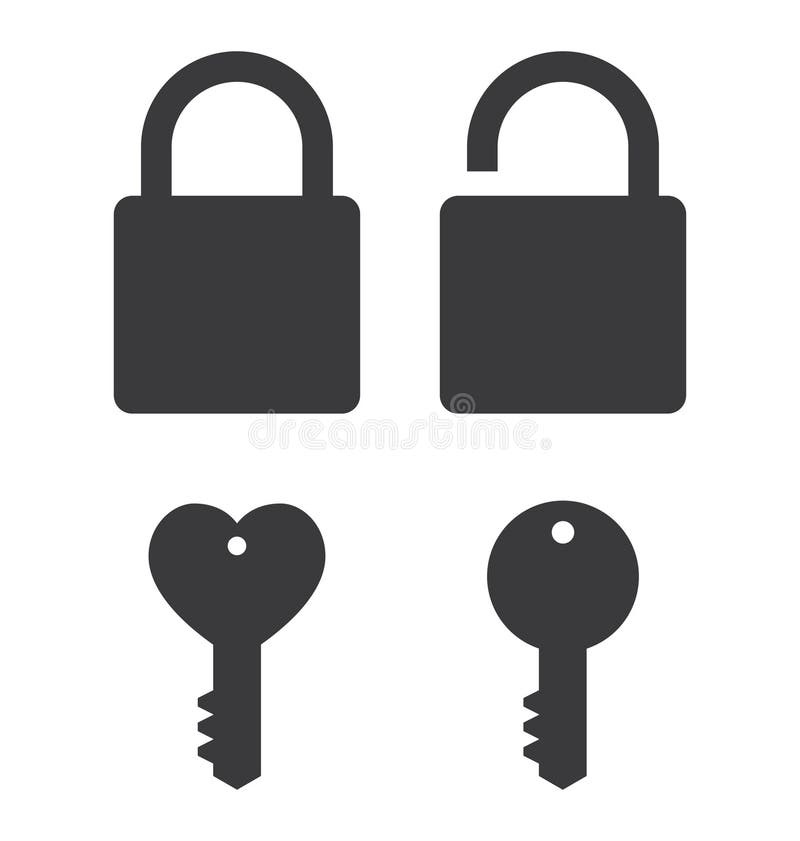 Padlock with key icon stock vector. Illustration of element - 330522142