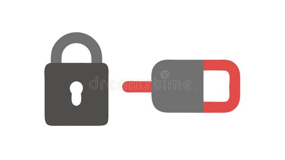 Padlock and Key Icon, Security, Unlocking, Access, Flat Style, Vector ...