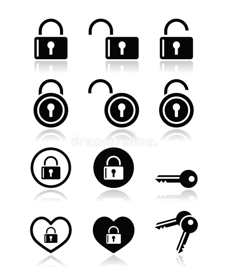 Padlock, Key, Account Icons Set Stock Illustration - Illustration of ...