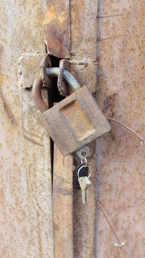 Padlock and key stock photo. Image of inserted, lock - 91593734