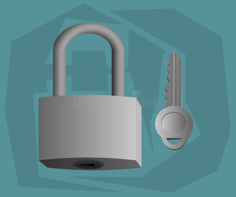 Padlock and a Key with a Modern Shape Stock Vector - Illustration of ...