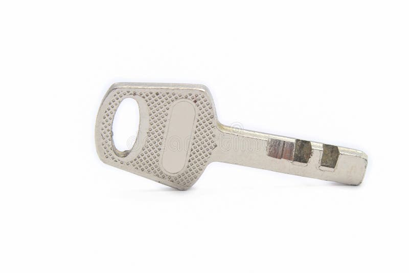 Padlock Key Silver Isolated on White Background Stock Photo - Image of ...