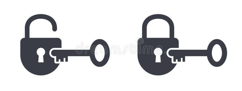 Padlock with Key Vector Icon Stock Vector - Illustration of protect ...