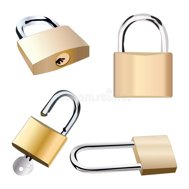 Padlock with Key Vector Illustration Vol 02 Stock Vector - Illustration ...