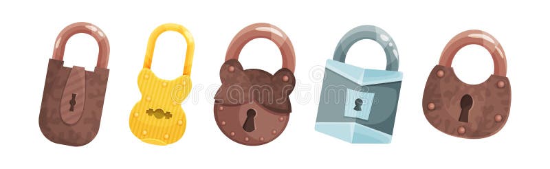 Padlock with Keyhole As Security Mechanism Vector Set Stock Vector ...