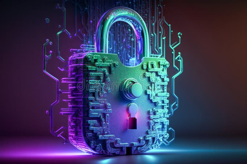 Padlock with Keyhole in Crypto Digital Cyber Space, Security Technology ...