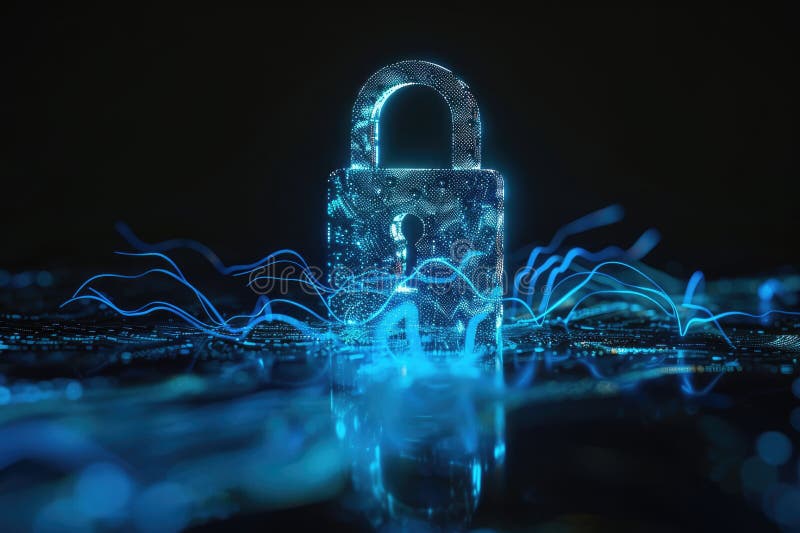 Padlock with Keyhole Digital Icon. Personal Data Security and ...