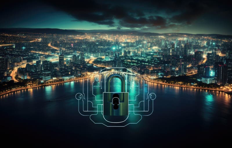 Padlock with Keyhole Icon in Personal Data Security Illustrates Cyber ...